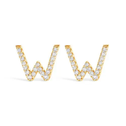 HAUS OF BRILLIANCE 10k Gold 1/10 Cttw Diamond Initial Stud Earring - Yellow Gold | W